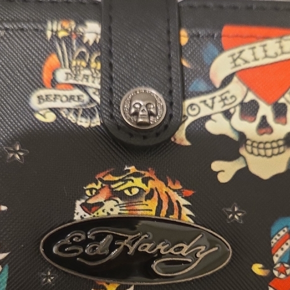 Ed Hardy | Accessories | Ed Hardy Multicolor Skull Design Card Holder ...